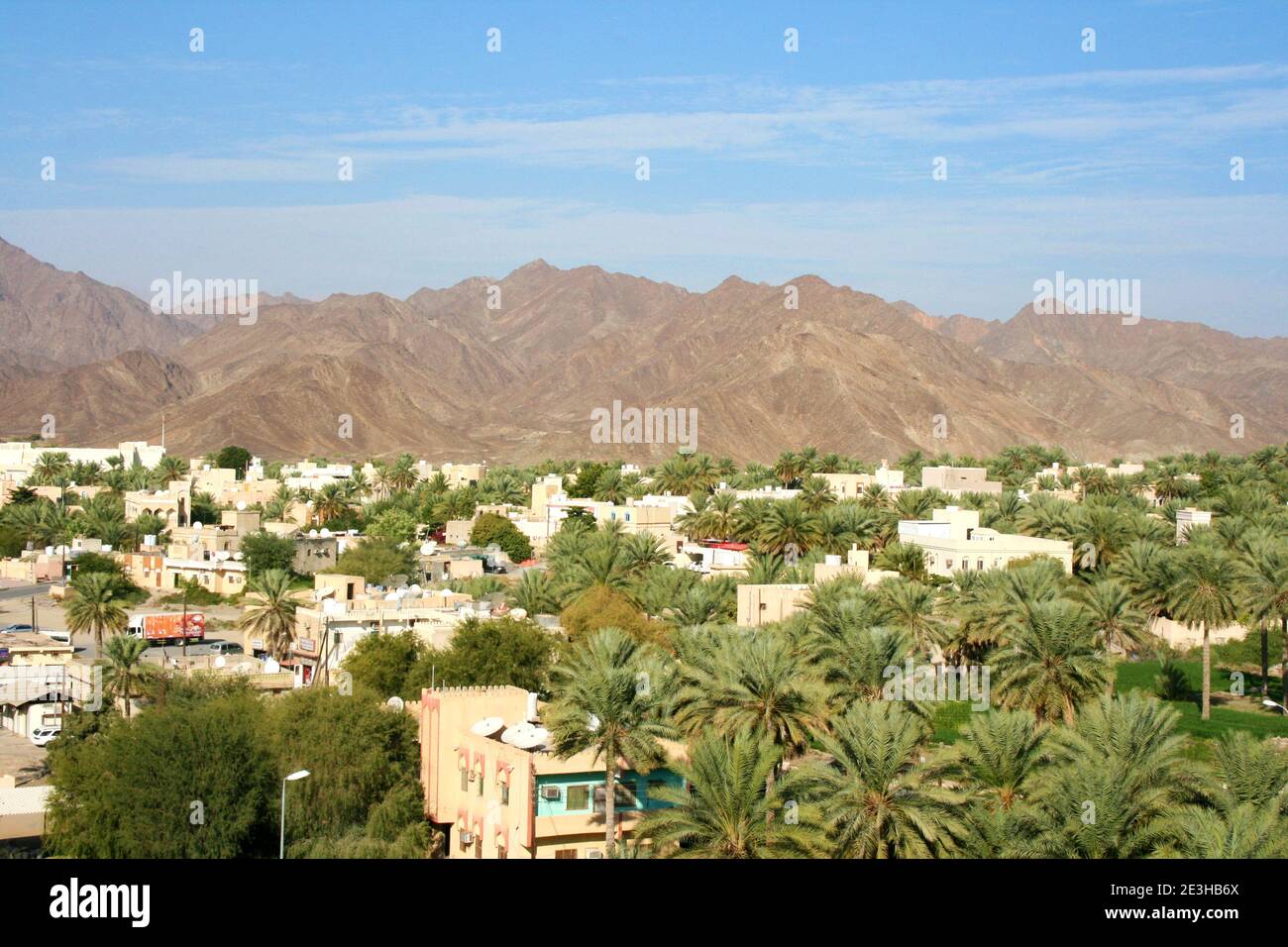View of the city from Bahla Fort, one of four historic fortresses ...
