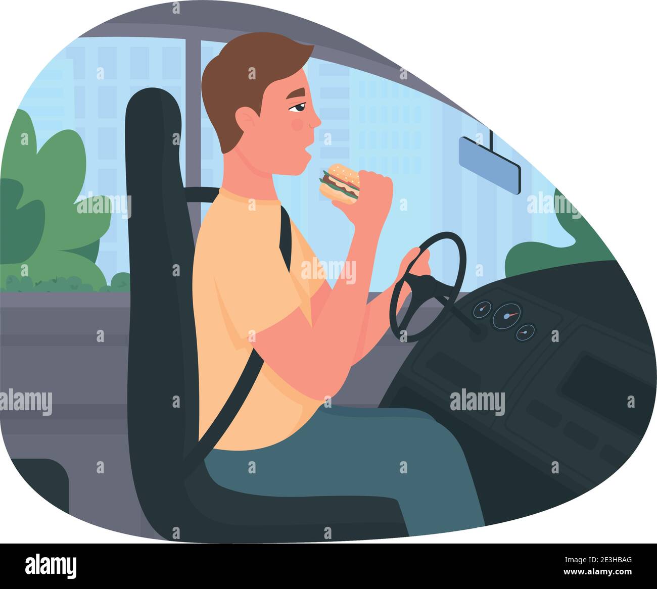 Distracted driving 2D vector web banner, poster Stock Vector Image ...