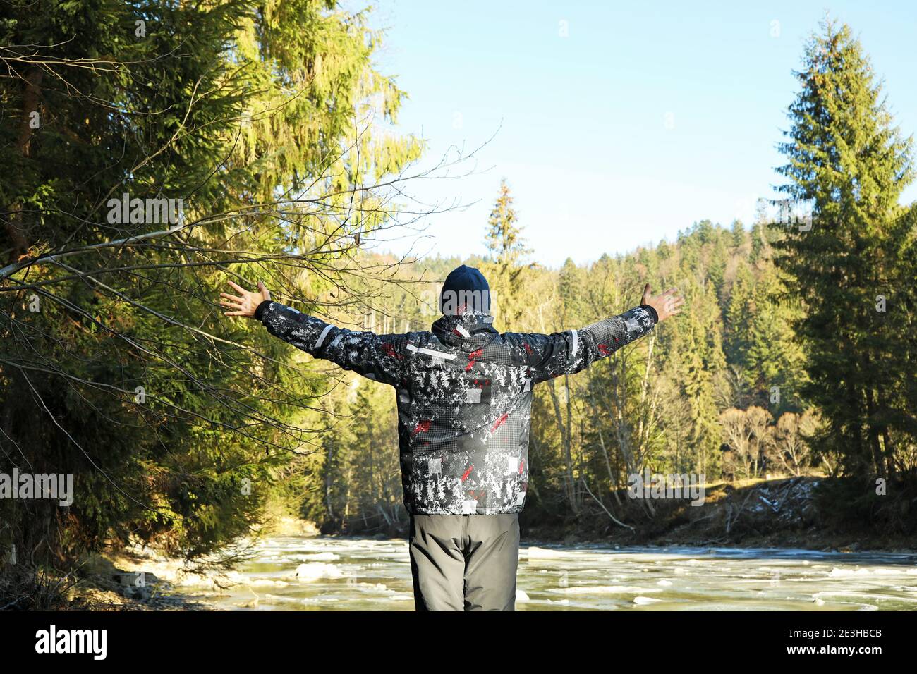 Man raised arms enjoying hi-res stock photography and images - Alamy