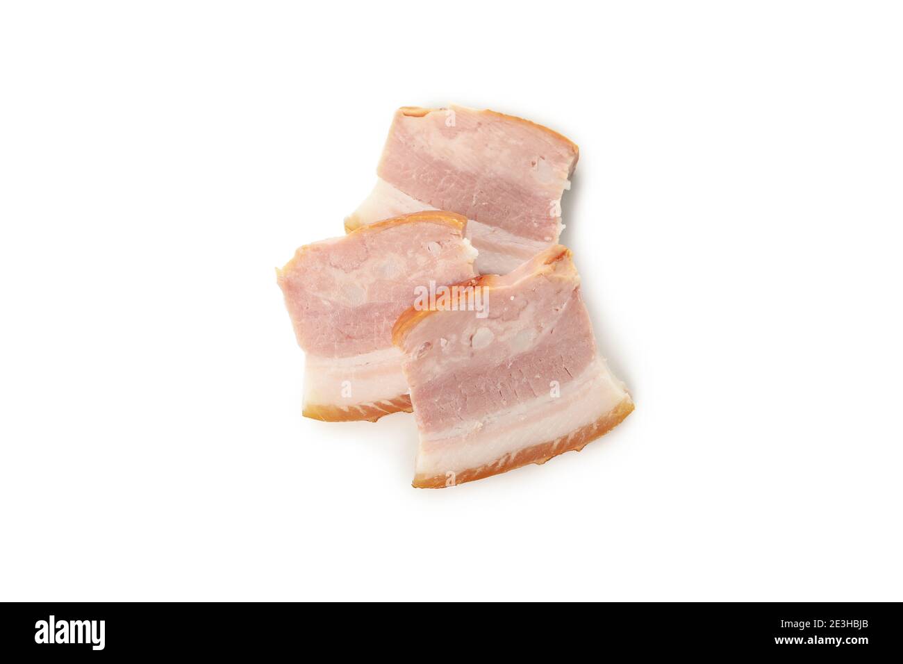 Tasty raw bacon isolated on white background Stock Photo - Alamy