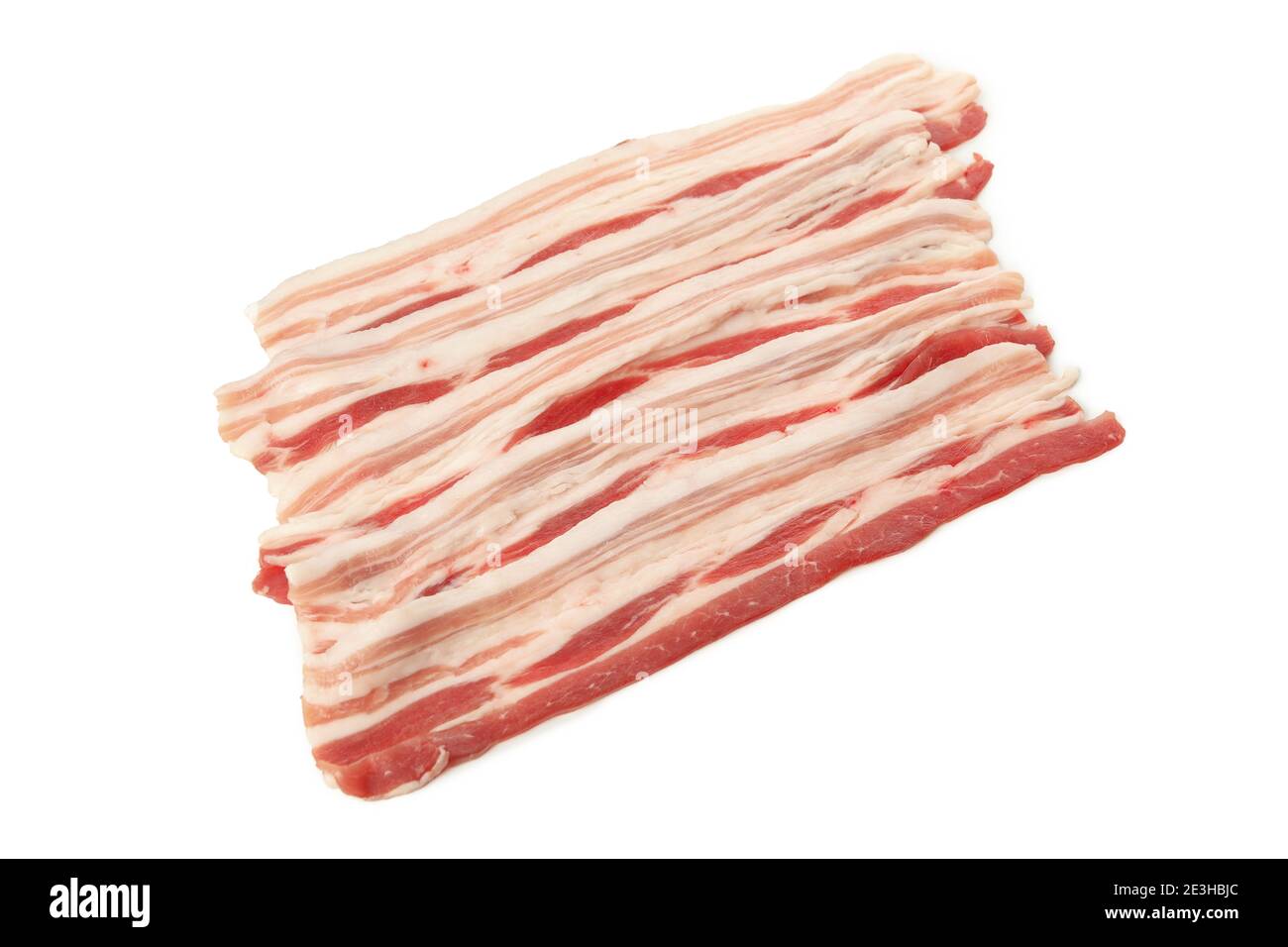 Tasty raw bacon isolated on white background Stock Photo - Alamy