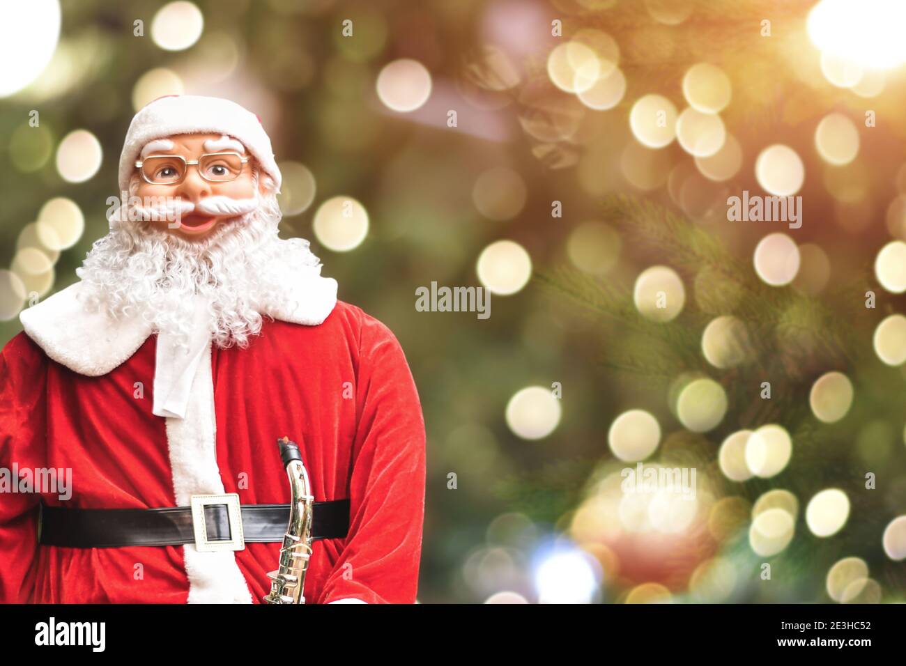 Closeup of Santa Claus on blurred Christmas background Stock Photo - Alamy