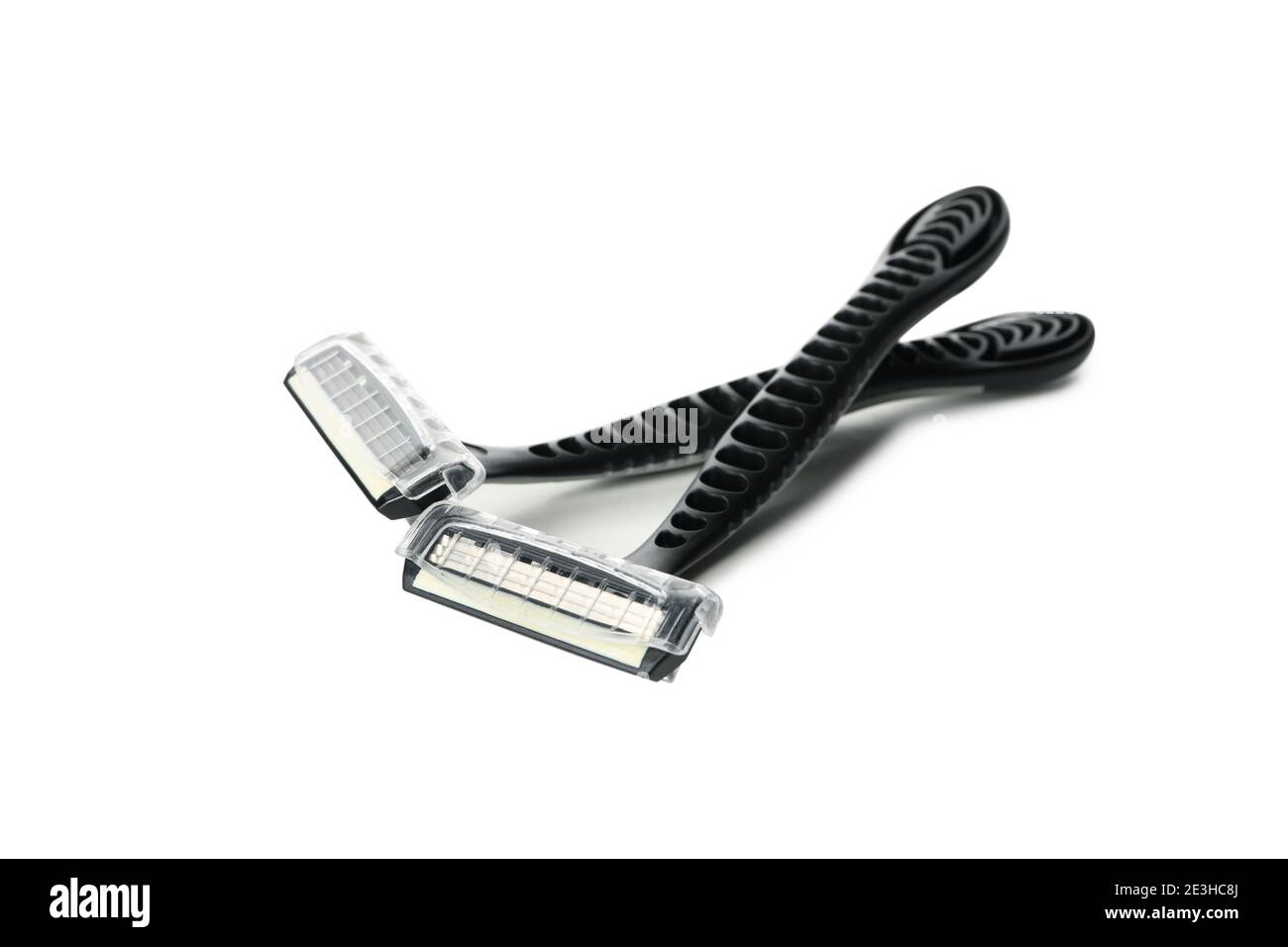 Two black razors isolated on white background Stock Photo - Alamy