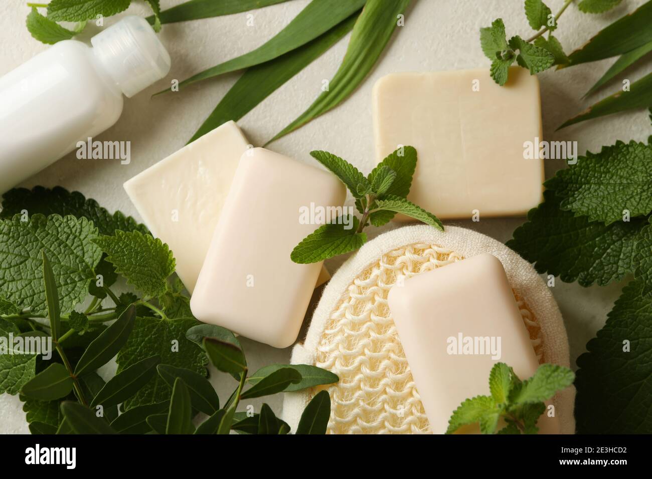 Concept of personal hygiene with natural soap on beige table Stock ...