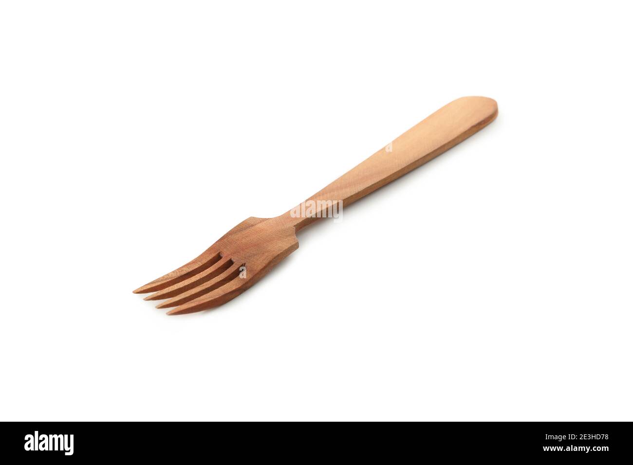 Single wooden fork isolated on white background Stock Photo - Alamy
