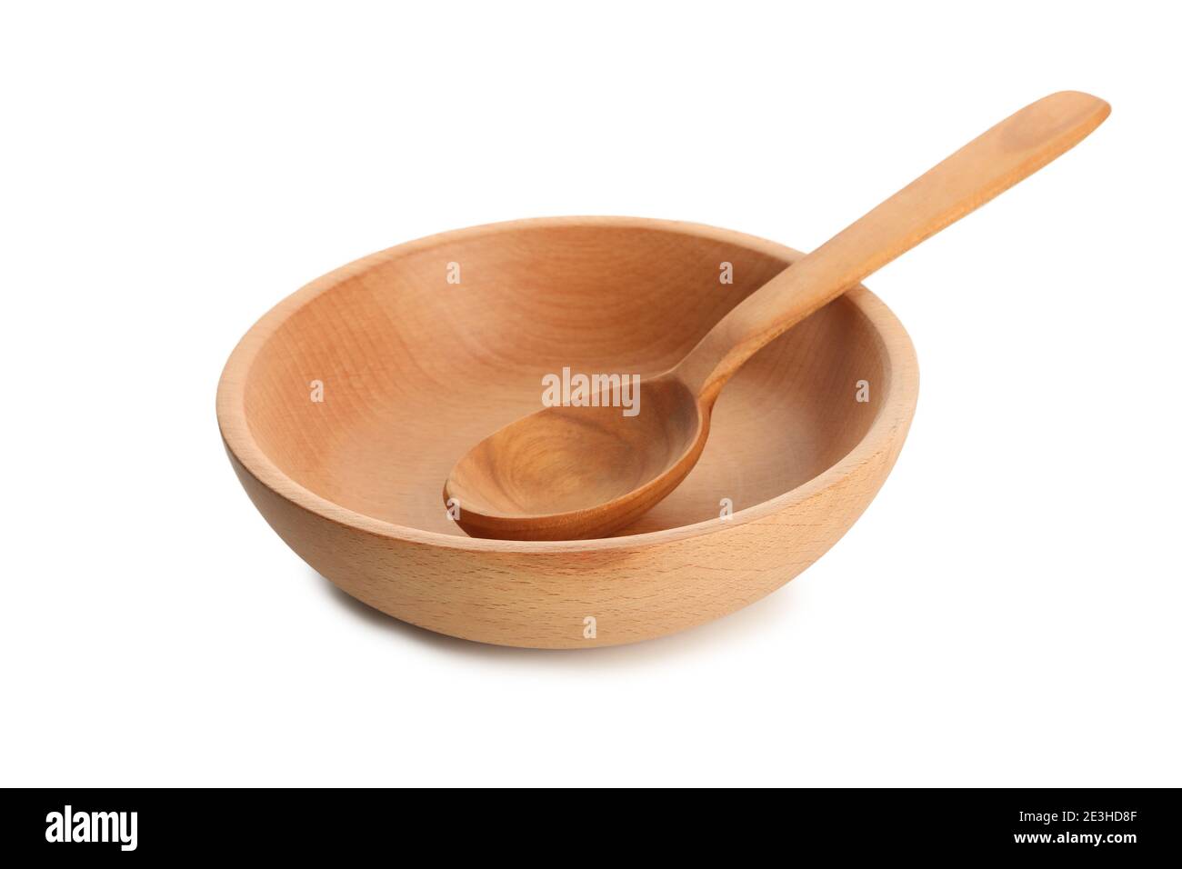 Wooden bowl with spoon isolated on white background Stock Photo - Alamy