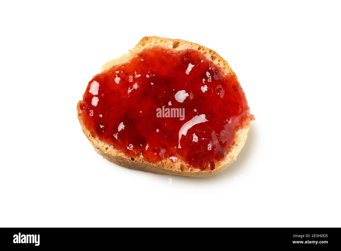 Bread with strawberry jam isolated on white background Stock Photo - Alamy