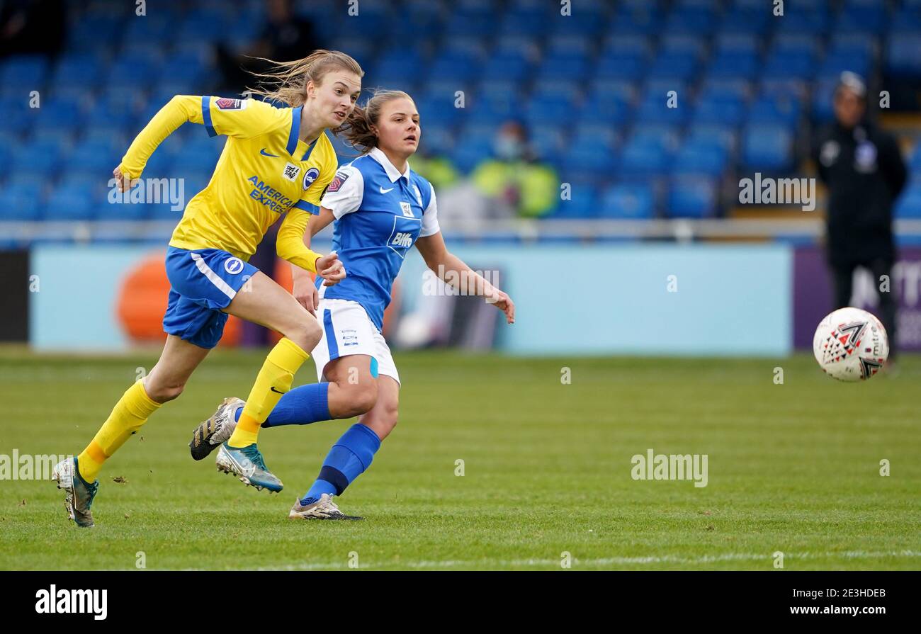 Birmingham City's Sarah Mayling (right) and Brighton and Hove Albion's ...