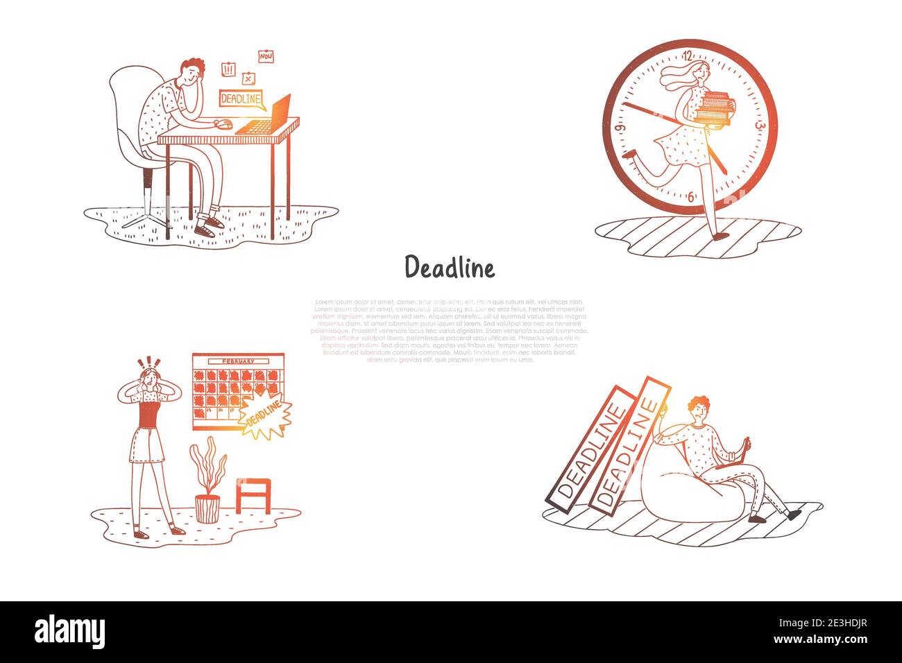 Deadline - frustrated and stressed people thinking about work deadline ...
