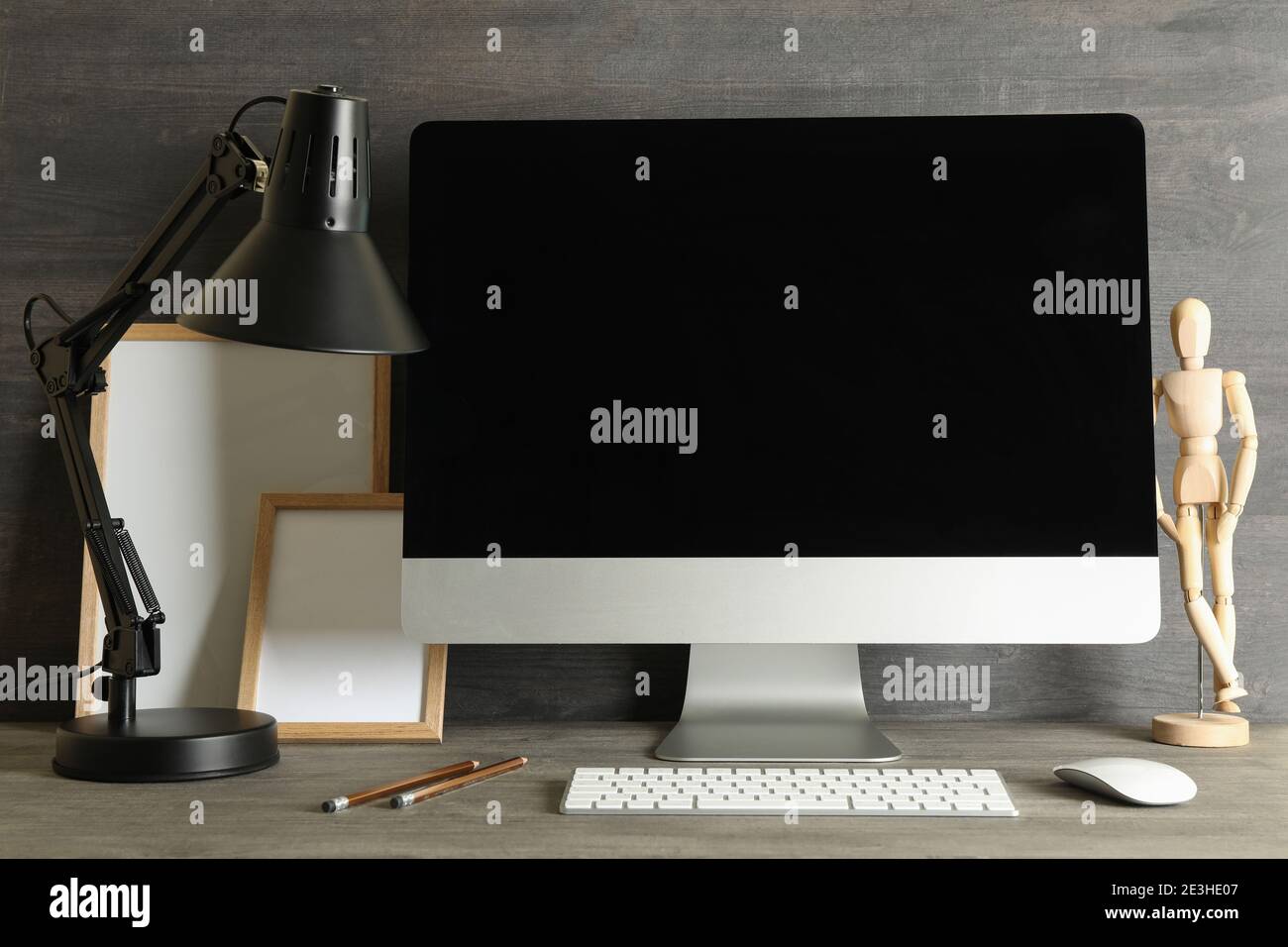 Concept of workplace with modern desktop computer Stock Photo - Alamy