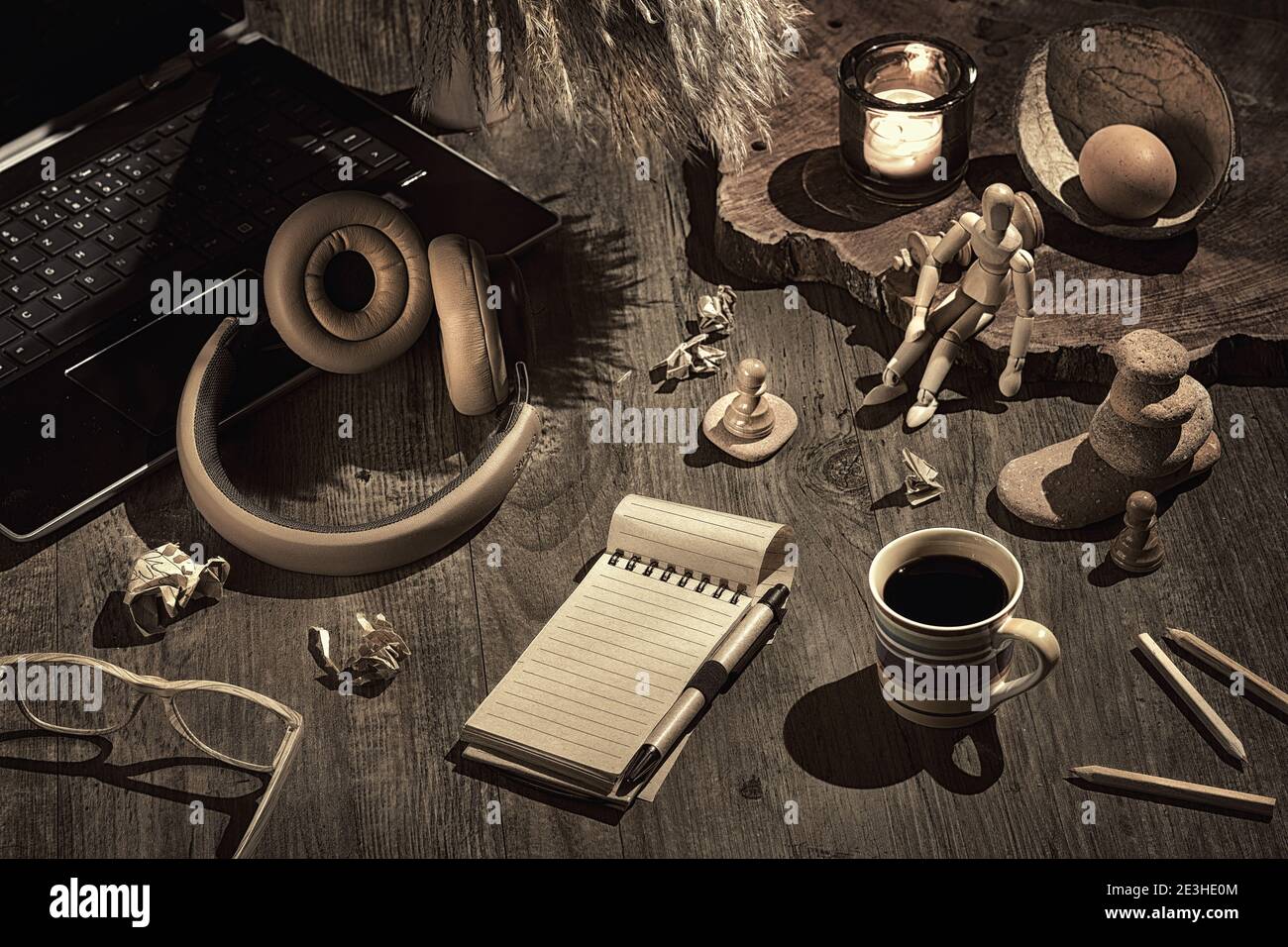 Creative writing concept, retro look. Concept still life, arrangement ...