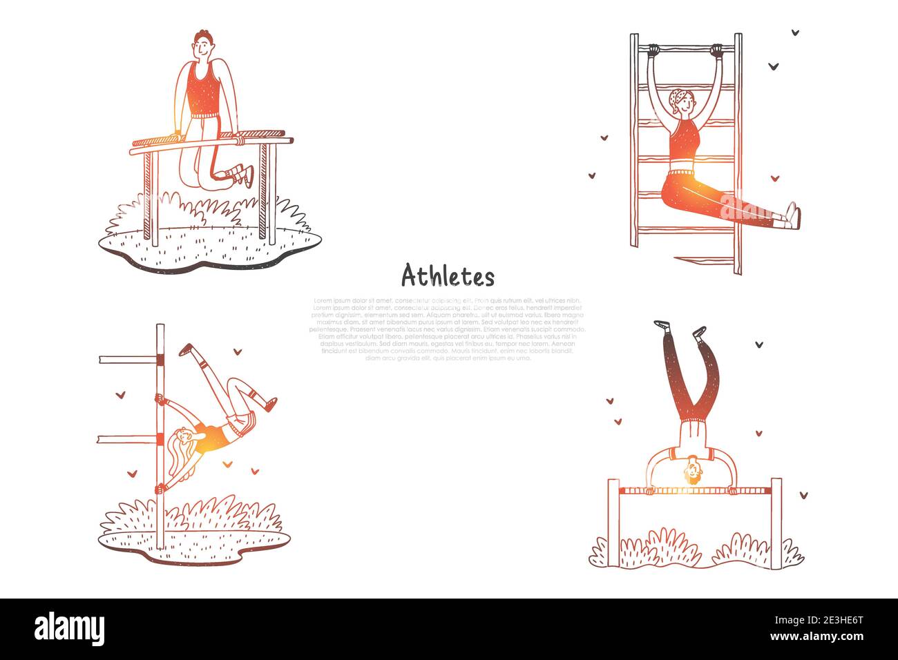 Athletes - people doing exercises outdoors with special equipment ...