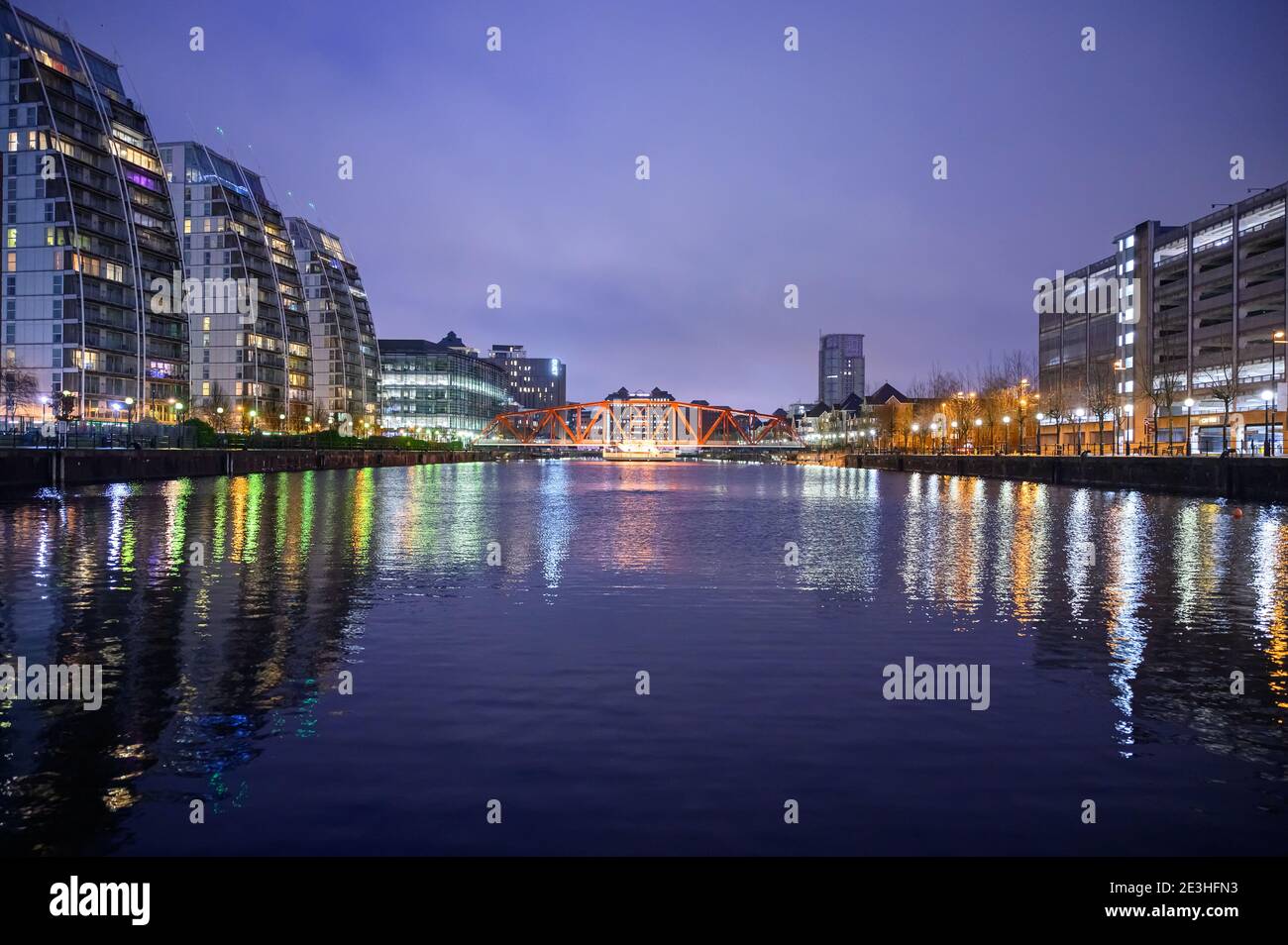 Detroit Bridge - former railway bridge, Salford Quays, Manchester Stock ...