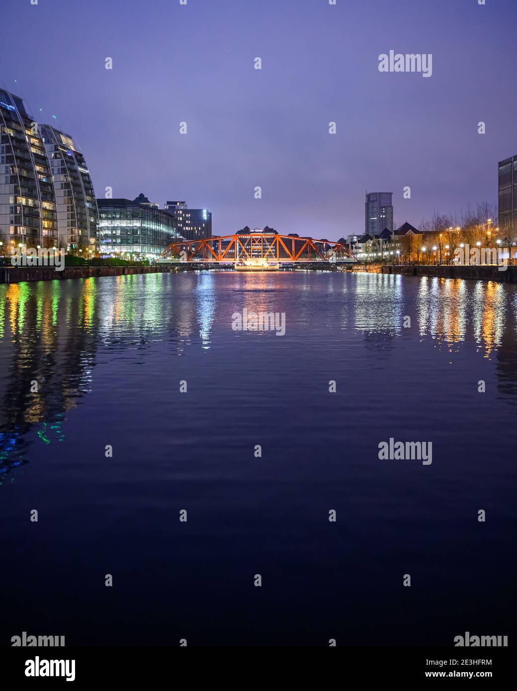 Detroit Bridge - former railway bridge, Salford Quays, Manchester Stock ...