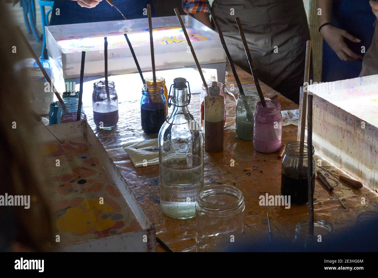 Very old Turkish marbling art named Ebru Stock Photo - Alamy