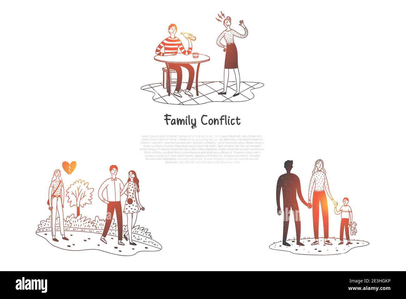 Family conflict - people having difficult situations and quarrelling in ...