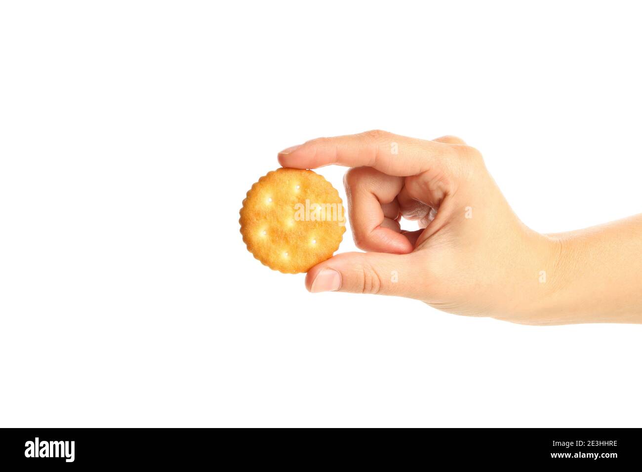 Female hand hold cracker biscuits, isolated on white background Stock ...