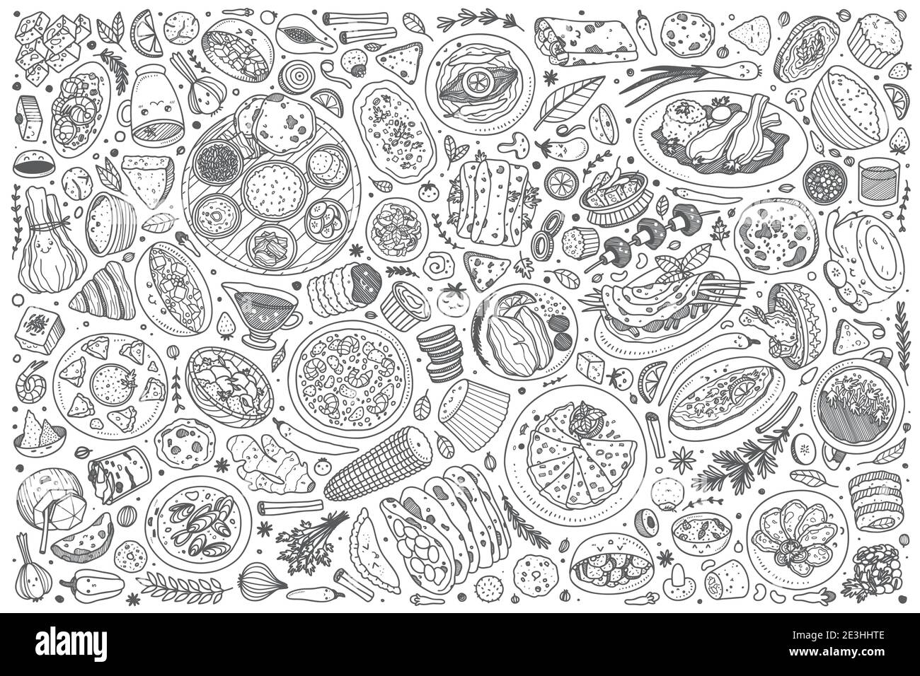 Hand drawn Indian food set doodle vector background Stock Vector Image ...