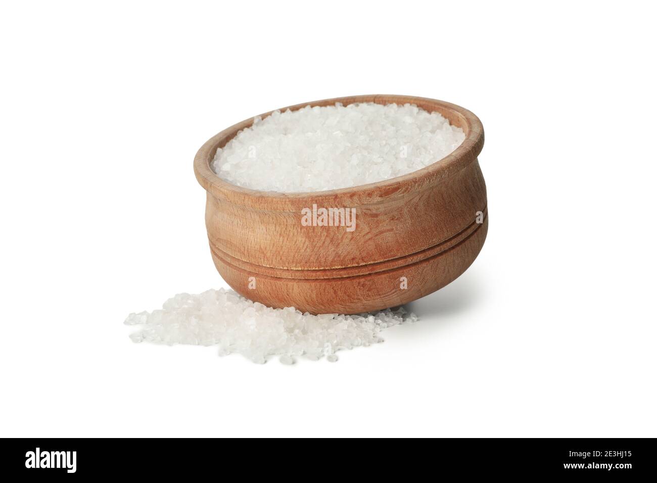 Wooden bowl with salt isolated on white background Stock Photo - Alamy
