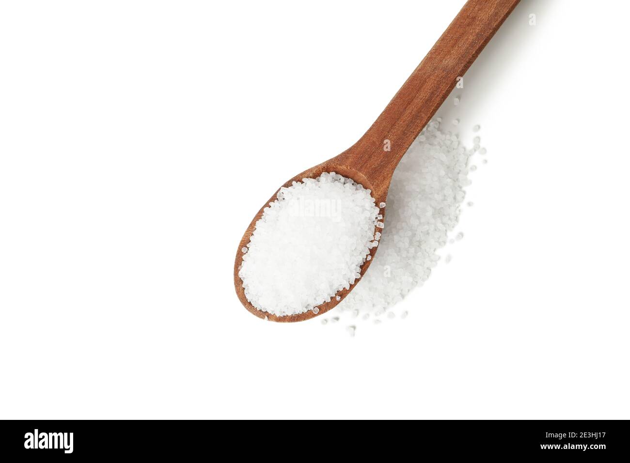 Wooden spoon with salt isolated on white background Stock Photo - Alamy