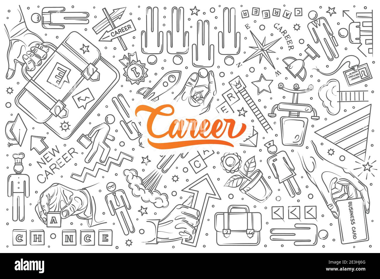Hand drawn career set doodle vector illustration background Stock ...