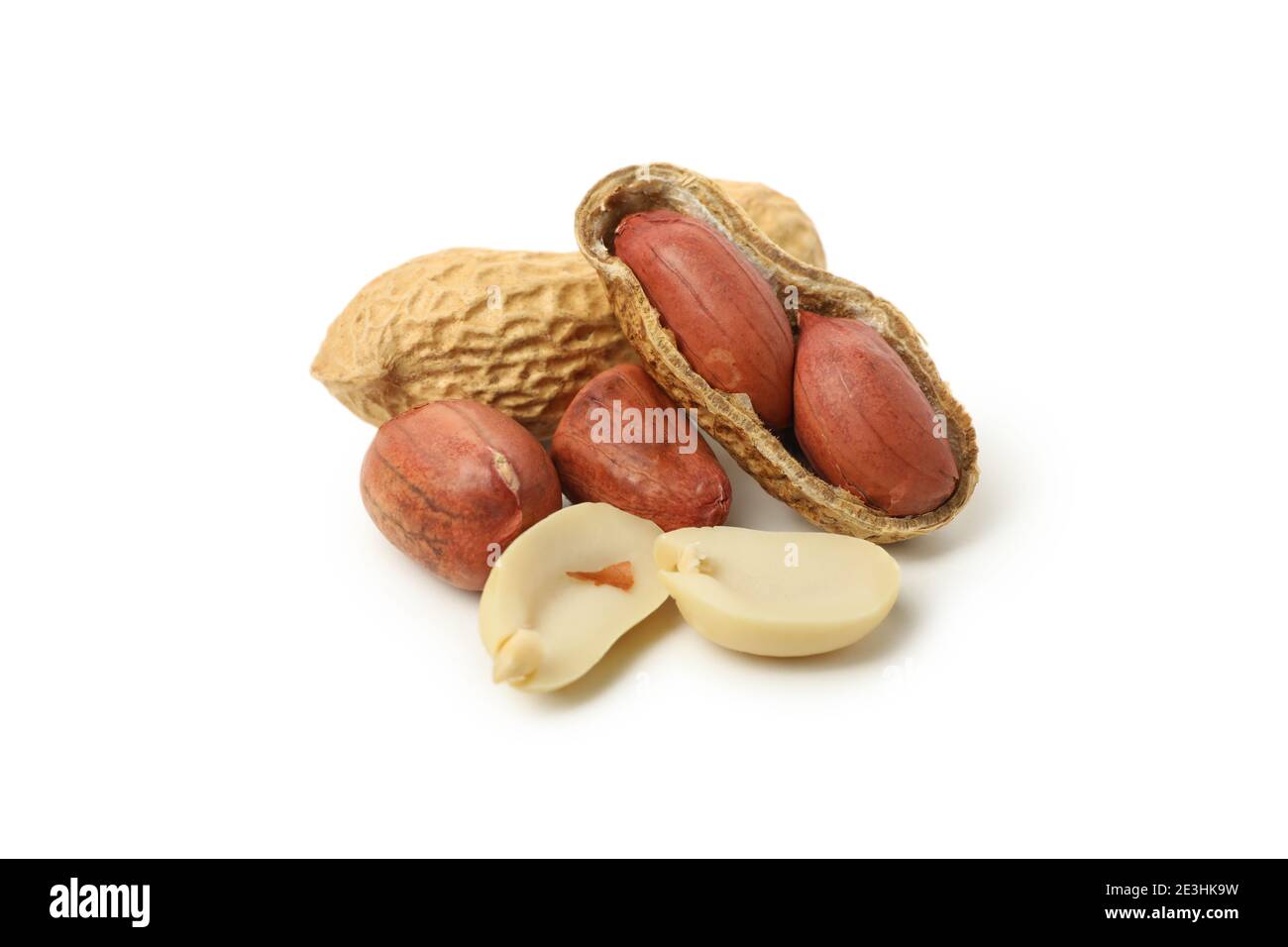 Shelled and unshelled peanut isolated on white background Stock Photo ...