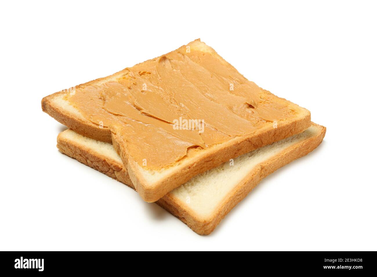 Sweet toast with peanut butter isolated on white background Stock Photo ...