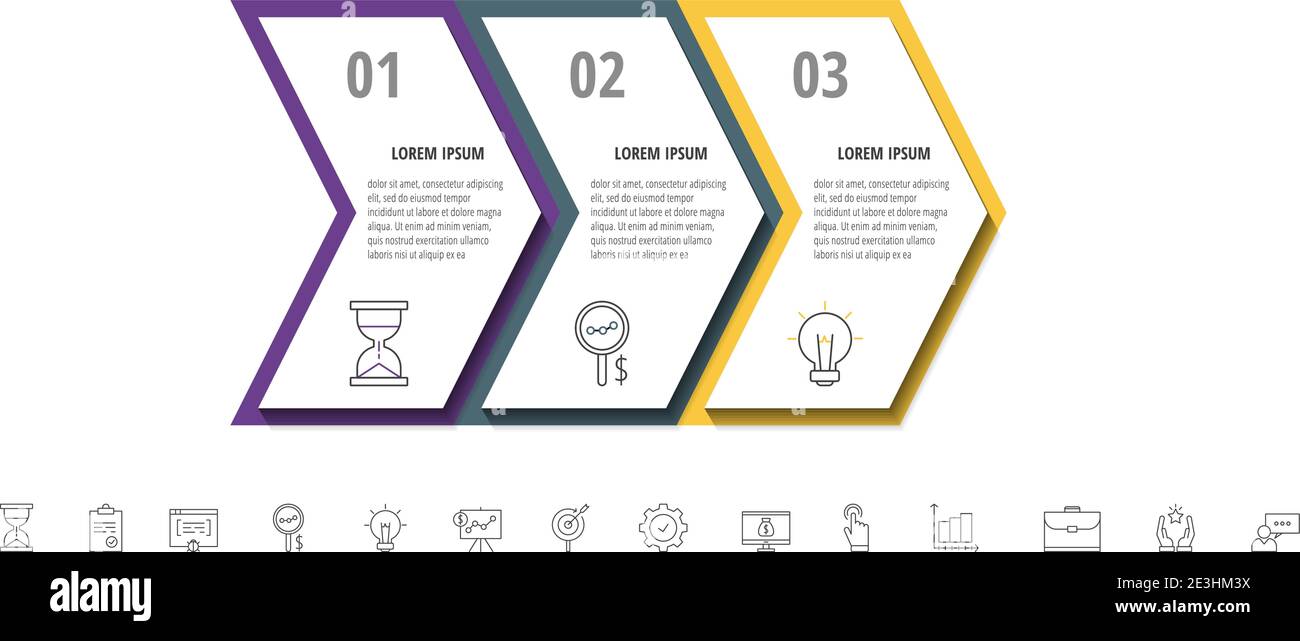 Infographics arrows with 3 steps, icons. Vector template. Can be used ...