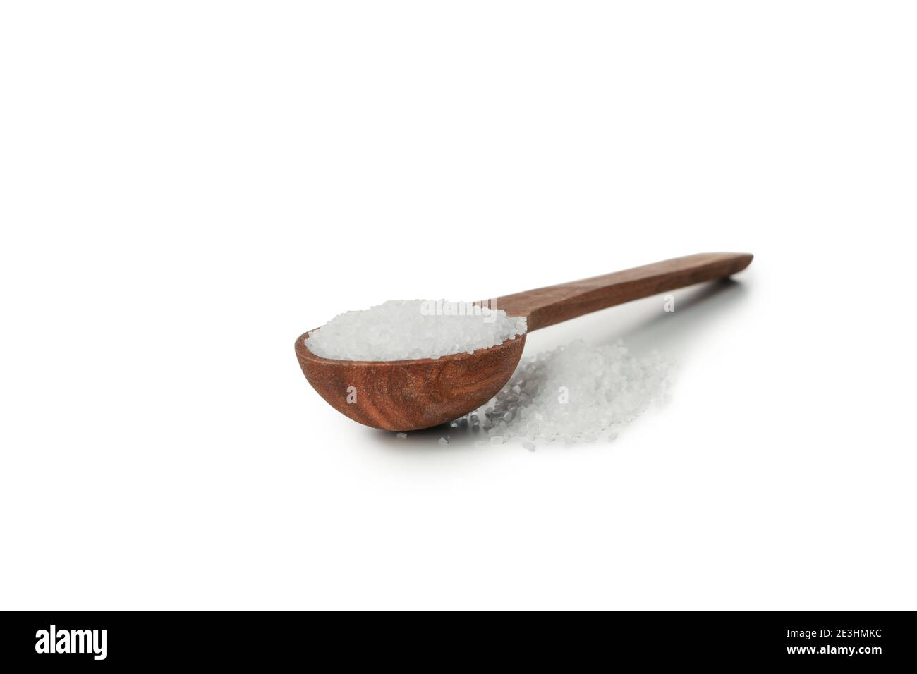 Wooden spoon with salt isolated on white background Stock Photo - Alamy
