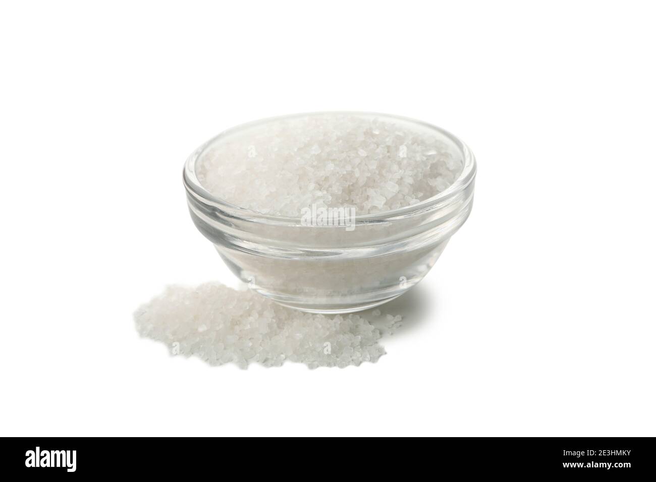 Glass bowl of salt isolated on white background Stock Photo - Alamy