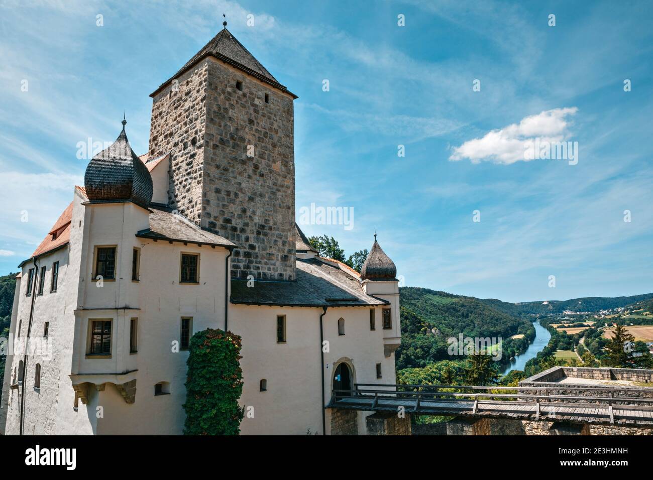 Riedenburg, Germany - July 29, 2020: Prunn castle in the Altmuehltal ...