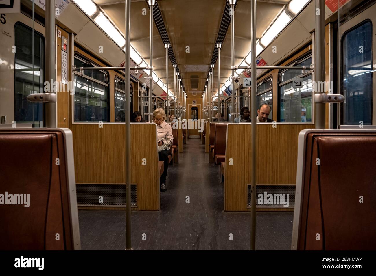 Inside old munich german metro subway train Stock Photo - Alamy