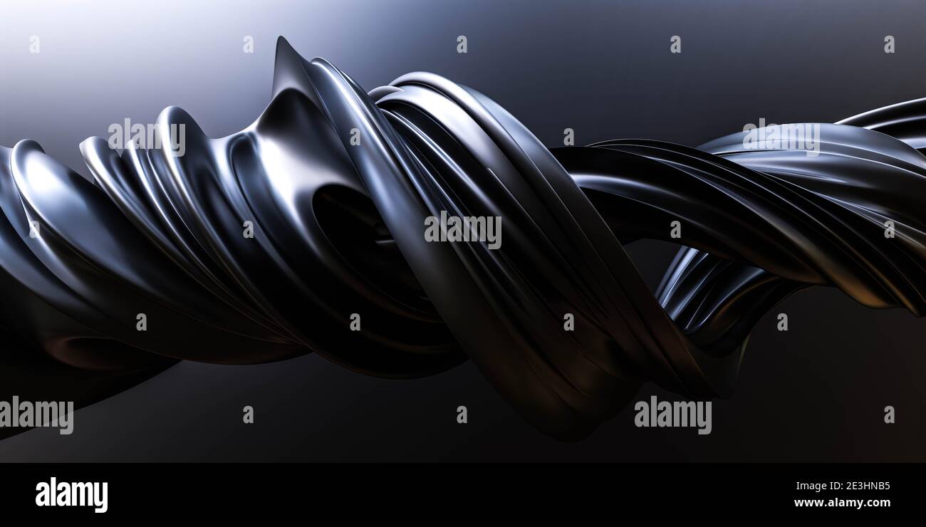 black twisted screw spiral on dark background 3d render illustration ...