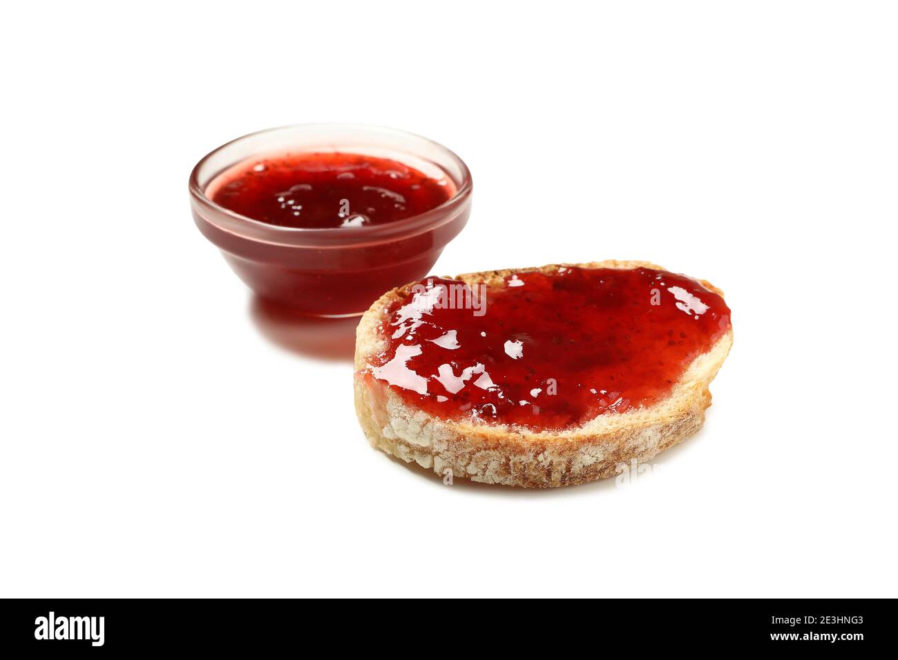 Bread with strawberry jam isolated on white background Stock Photo - Alamy