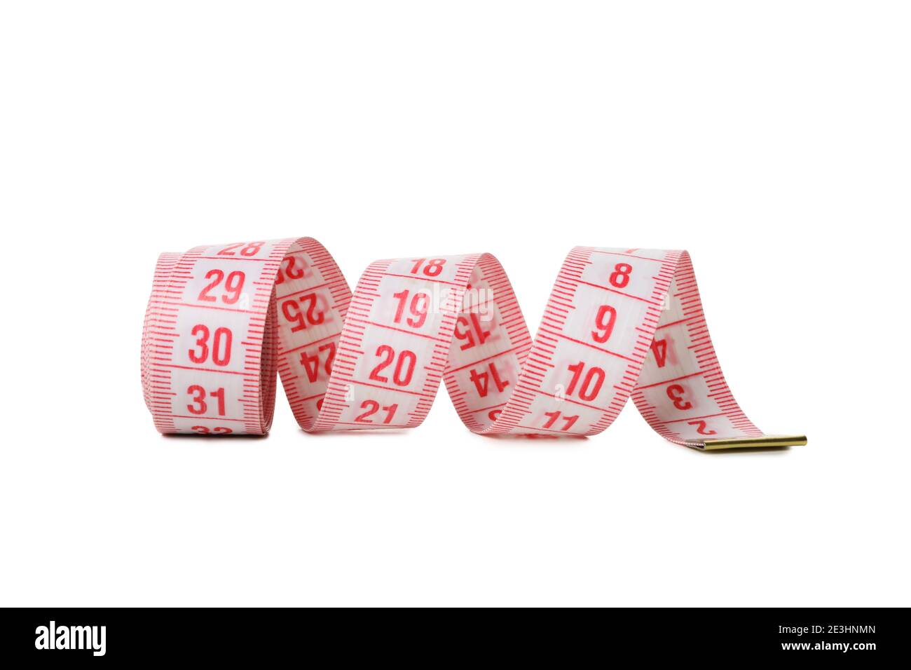 Measuring tape isolated on white background, close up Stock Photo - Alamy