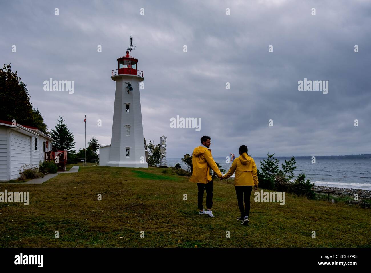 Vancouver Island, Canada, Quadra Island old historical lighthouse at ...