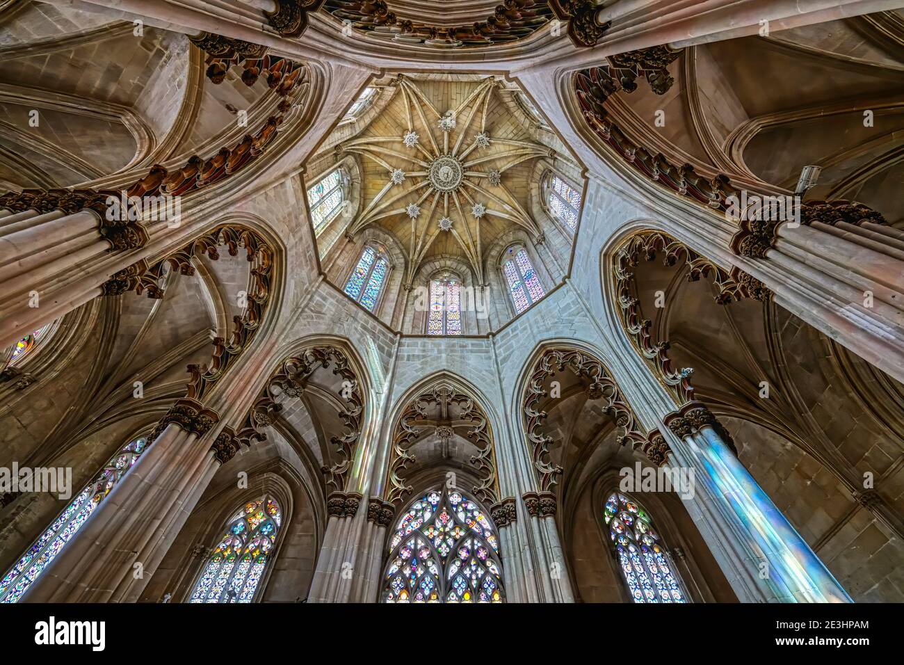 Vaulted ceiling, Founder’s Chapel, Dominican Monastery of Batalha or ...