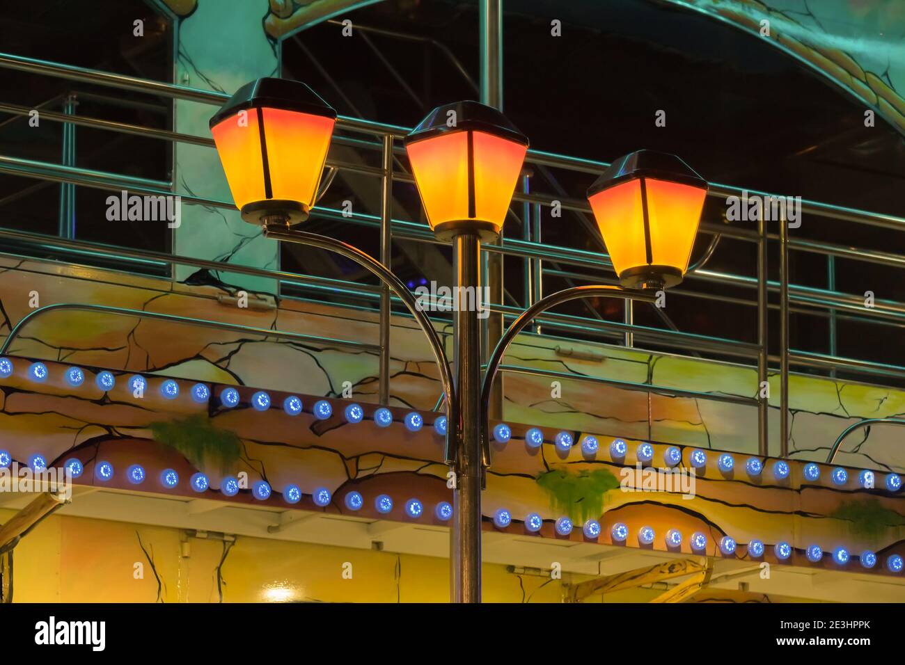 Retro lights of a funfair Stock Photo - Alamy
