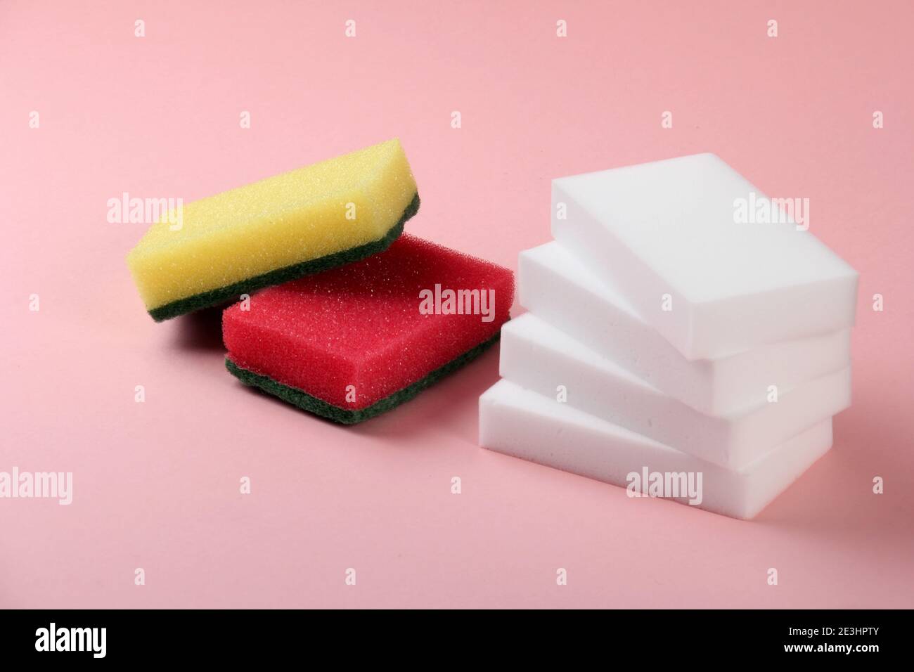 Melamine household sponge. Melamine sponges on dark background, tools ...