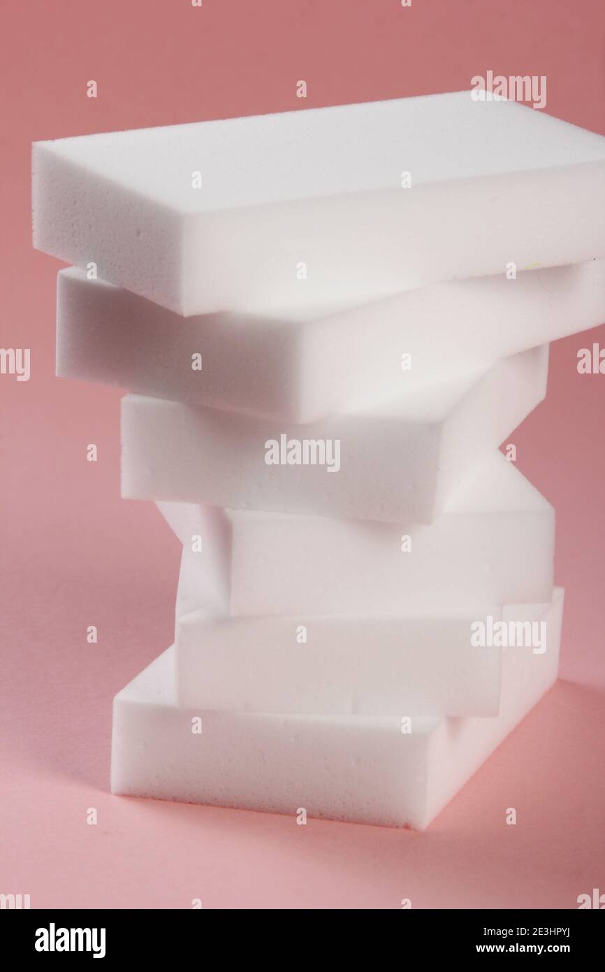 Melamine household sponge. Melamine sponges on dark background, tools ...