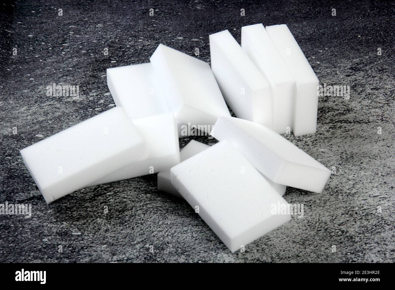 Melamine household sponge. Melamine sponges on dark background, tools ...