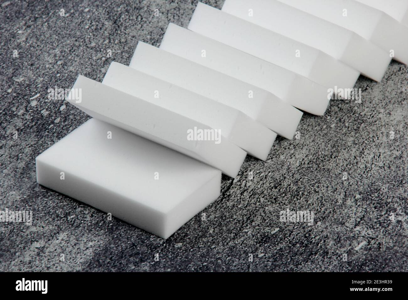 Melamine household sponge. Melamine sponges on dark background, tools ...