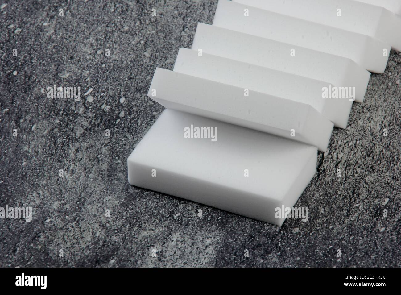 Melamine household sponge. Melamine sponges on dark background, tools ...