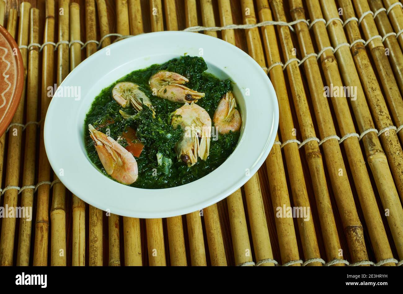 Sangah - food made with maize, cassava leaf, and palm nut juice in ...