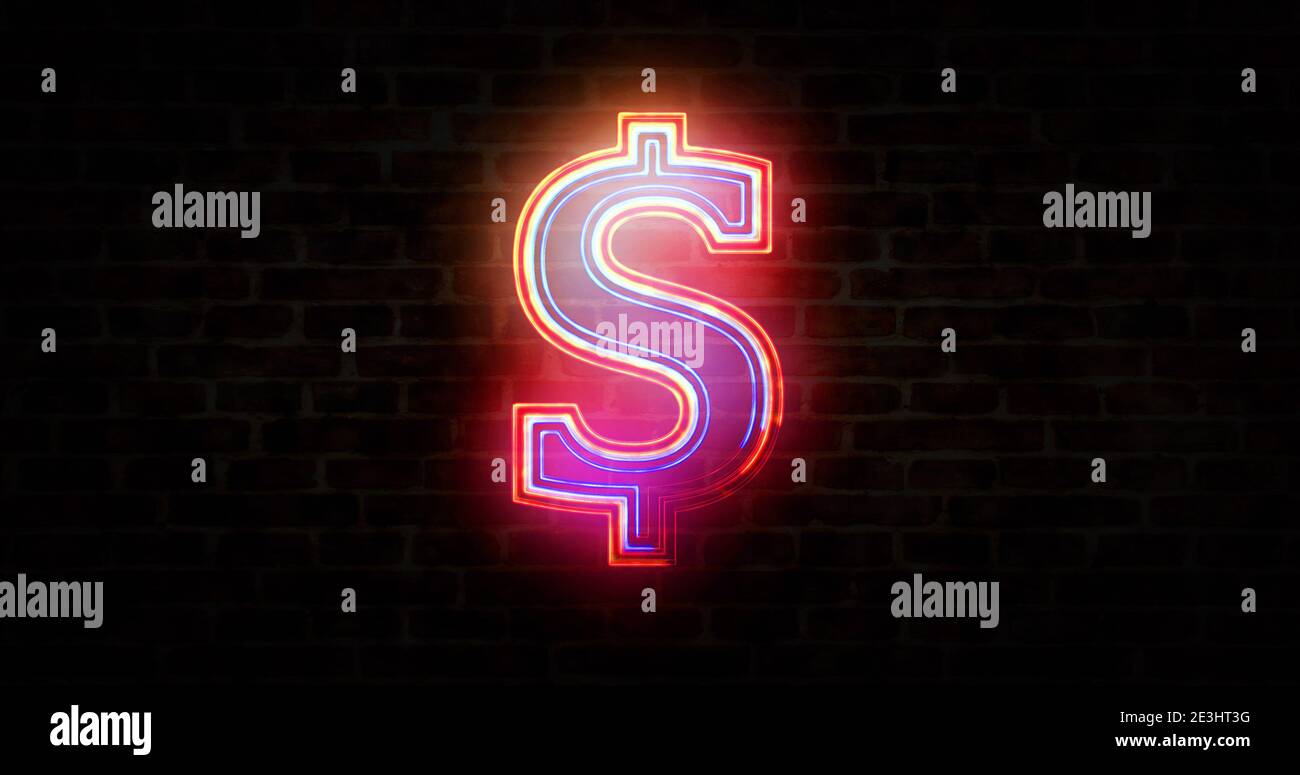 Dollar money symbol, USA money glowing neon, american cash neon sign on ...