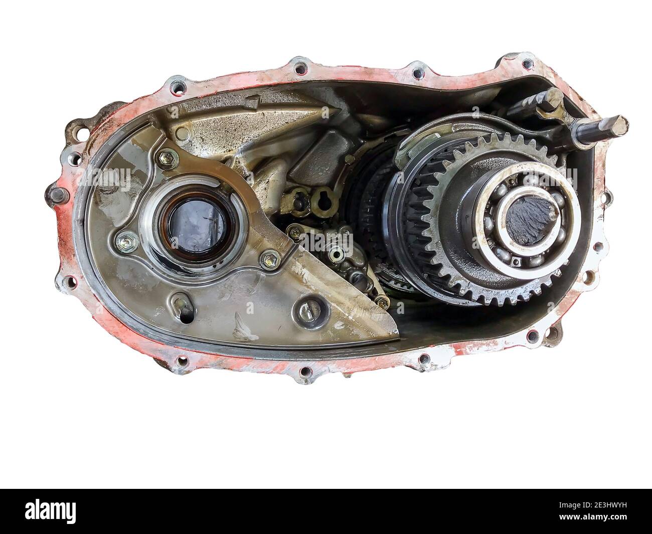 Gearboxes, spare parts of the car's transmission isolated on white ...