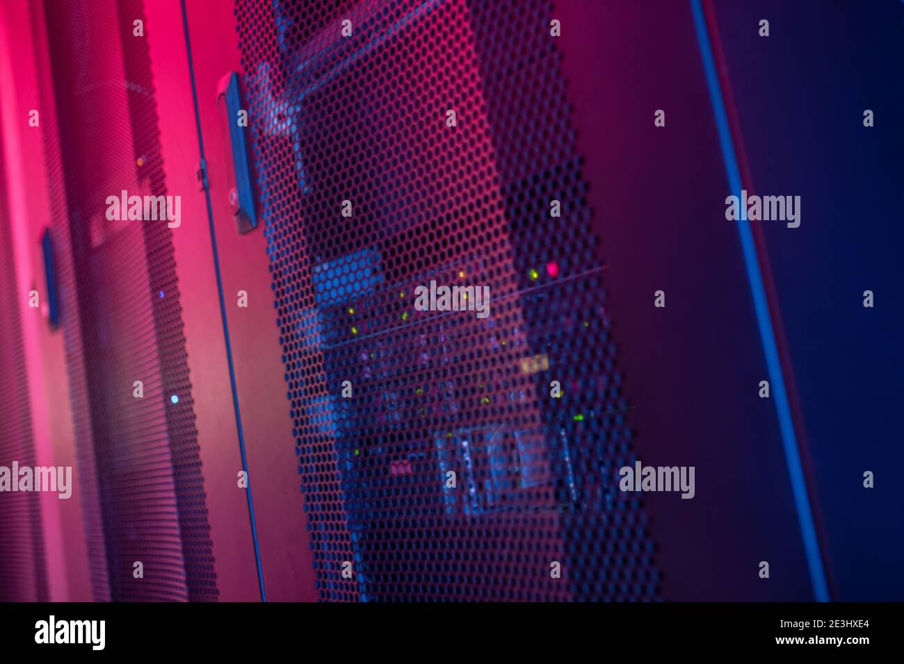 Server cabinet in dark isolated room with lighting Stock Photo - Alamy