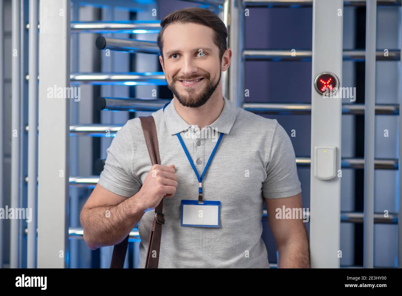 Man with badge hi-res stock photography and images - Alamy