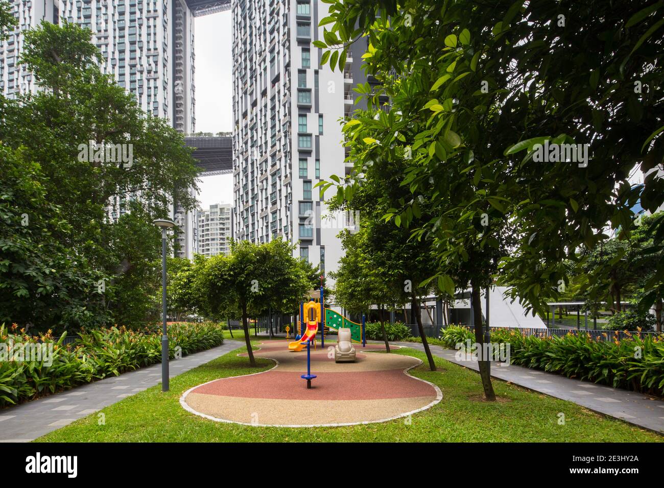Landscaping design and architecture in urban environment. Singapore ...