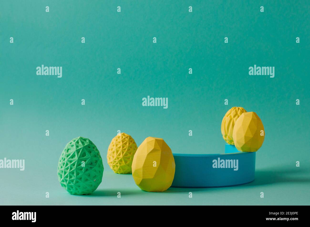Easter minimalistic decor concept. Geometric Easter eggs standing on ...